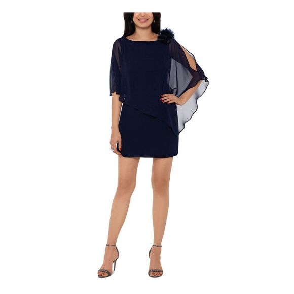 Xscape | Dresses | Xscape Womens Navy Zippered Boat Neck Mini Cocktail ...